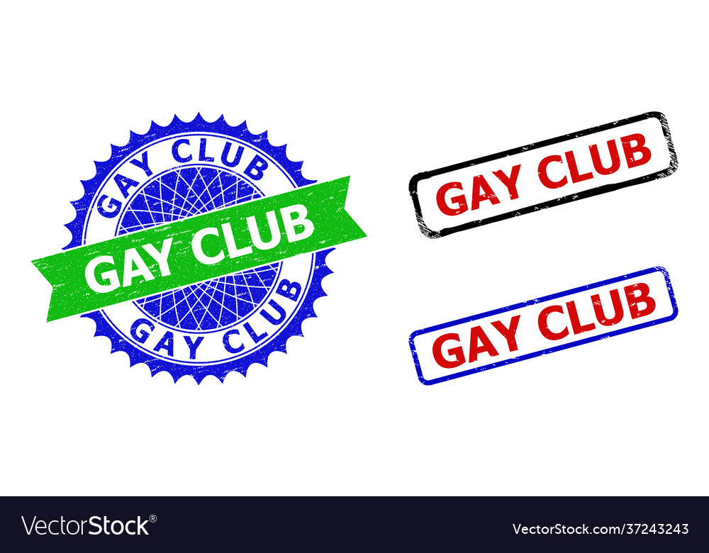 Gay club rosette and rectangle bicolor stamps Vector Image