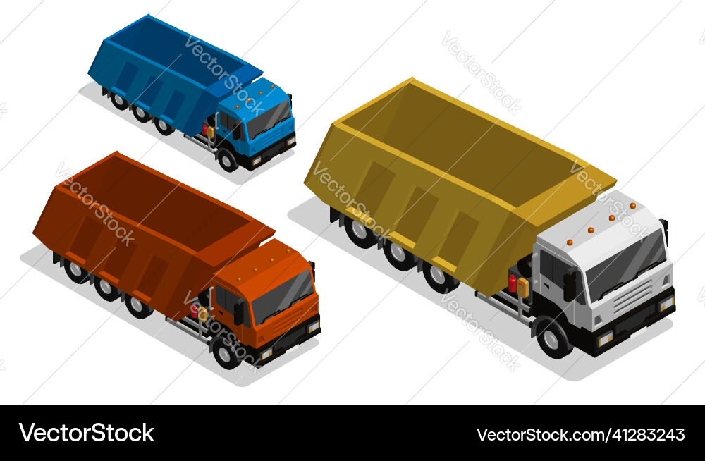 Isometric heavy construction equipment truck Vector Image