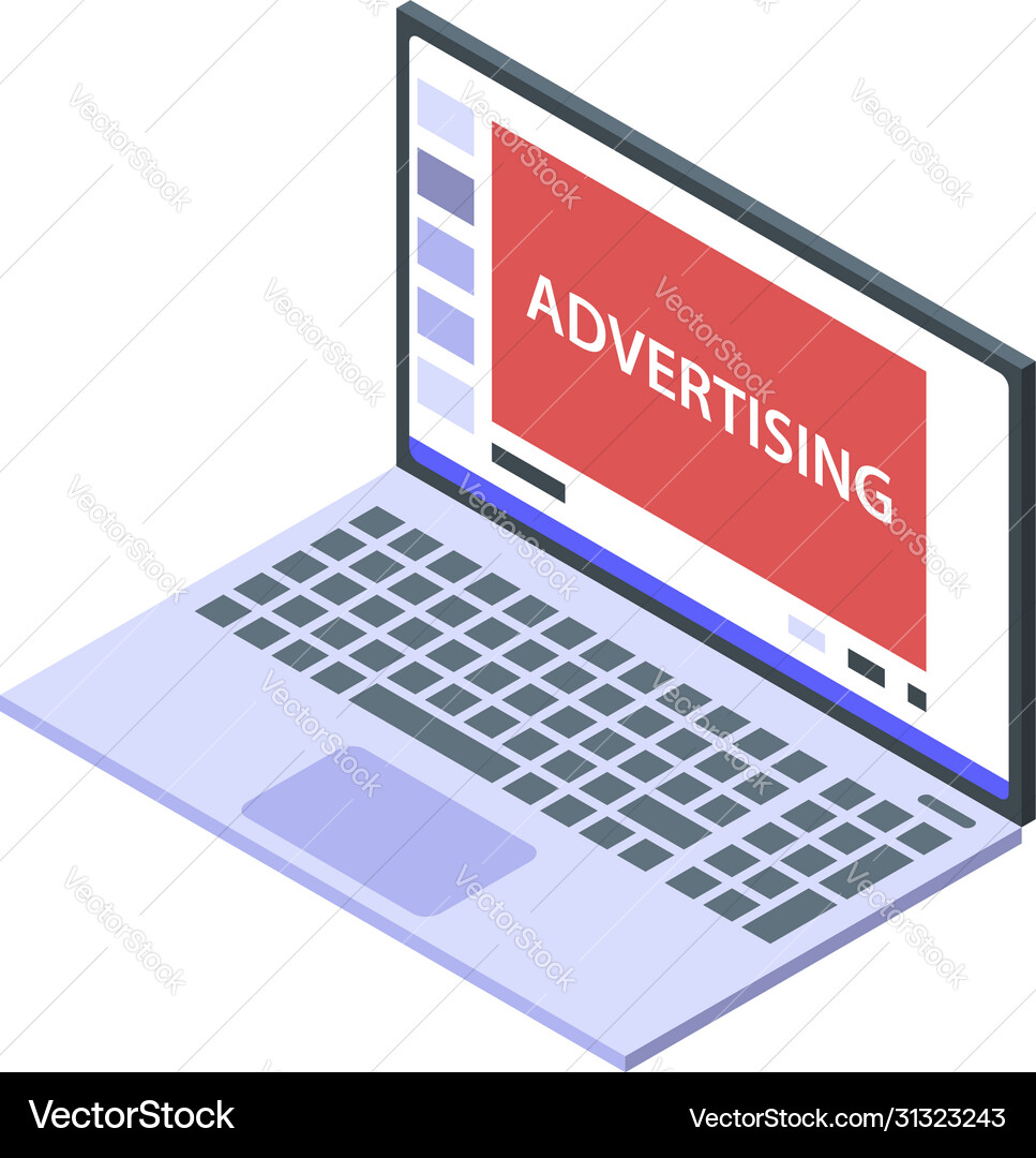 Laptop advertising icon isometric style Royalty Free Vector