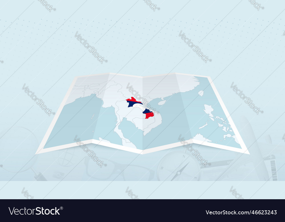 Map of laos with the flag of laos in the contour Vector Image Map of laos with the flag of laos in the contour Vector Image