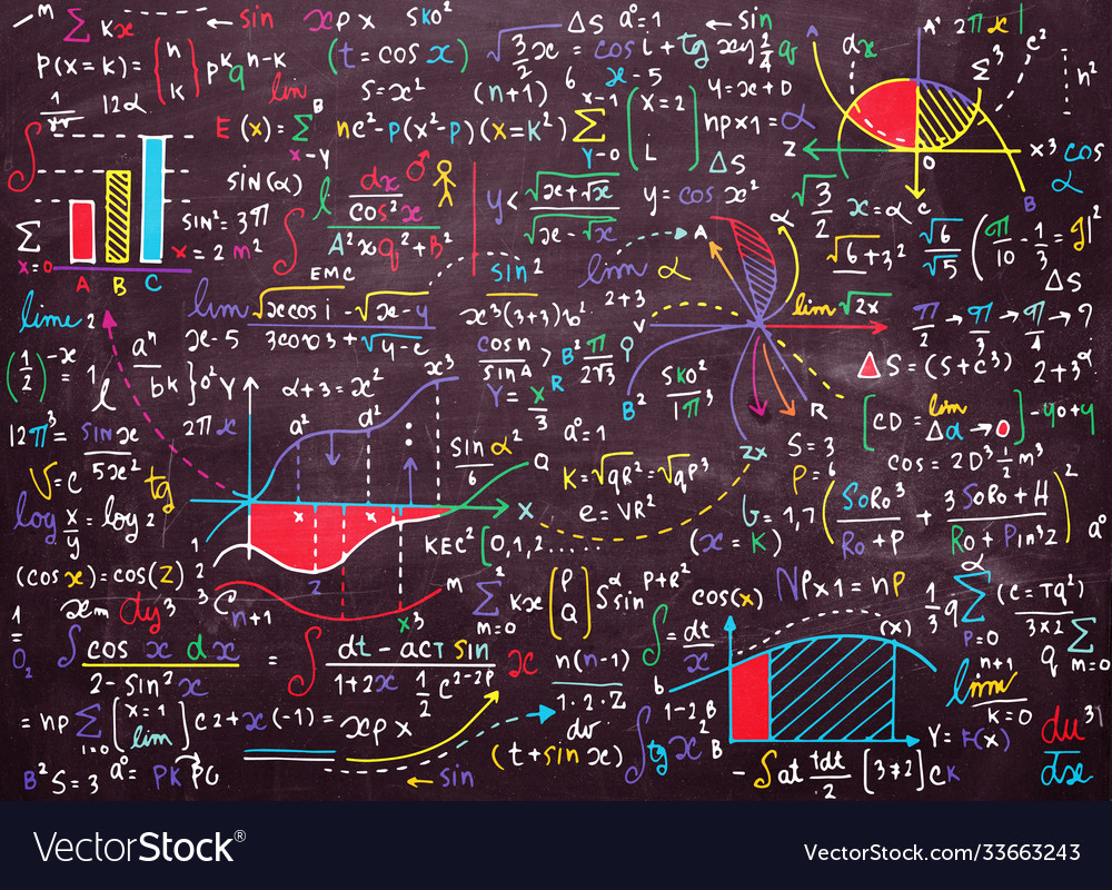 Math education pattern with handwritten formulas Vector Image