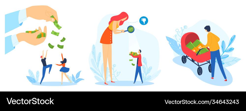 Money power concept cartoon Royalty Free Vector Image