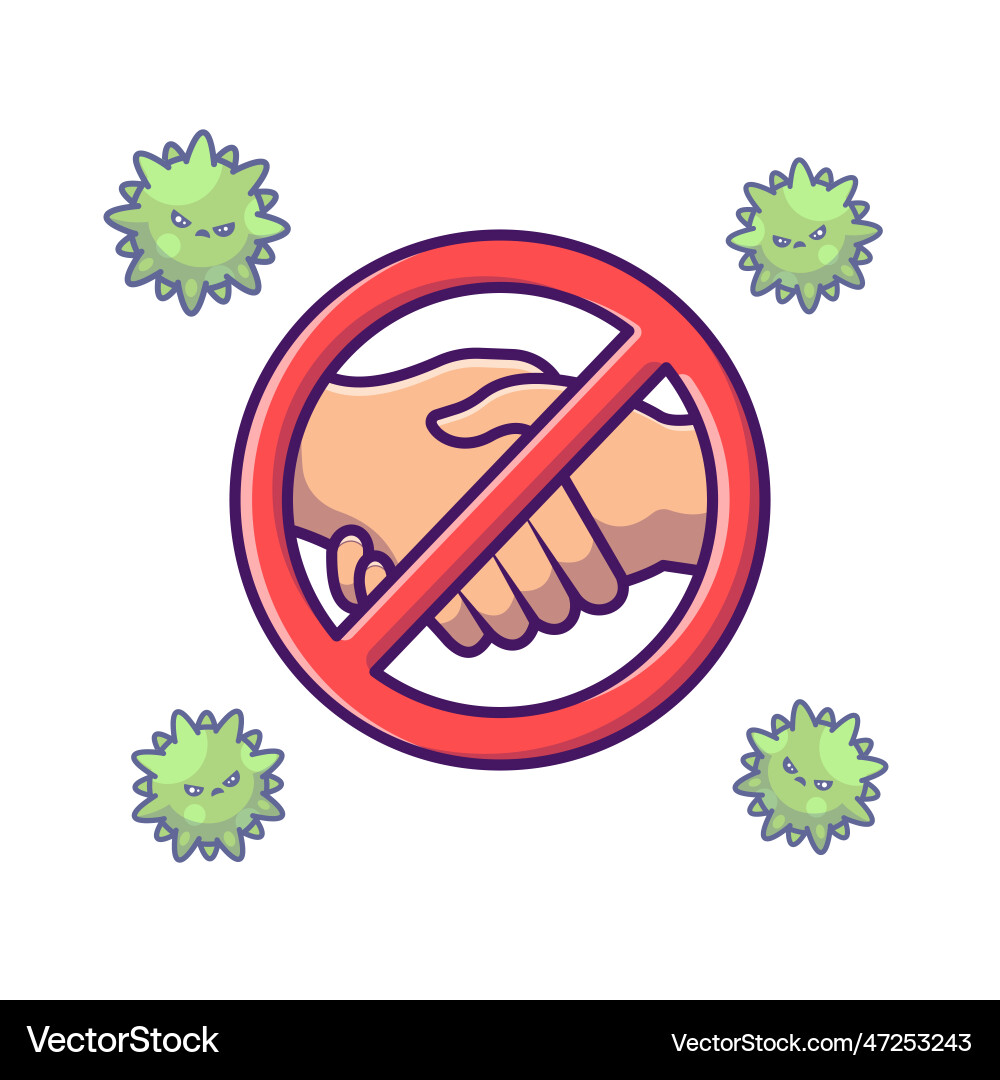 No hand shake stop sign cartoon Royalty Free Vector Image