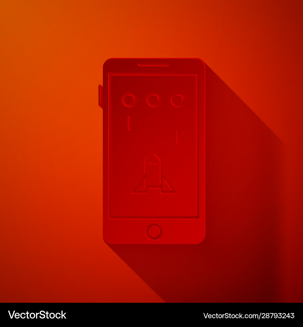 Paper cut smartphone and playing in game icon Vector Image