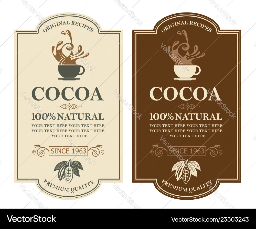 Set of cocoa labels Royalty Free Vector Image - VectorStock