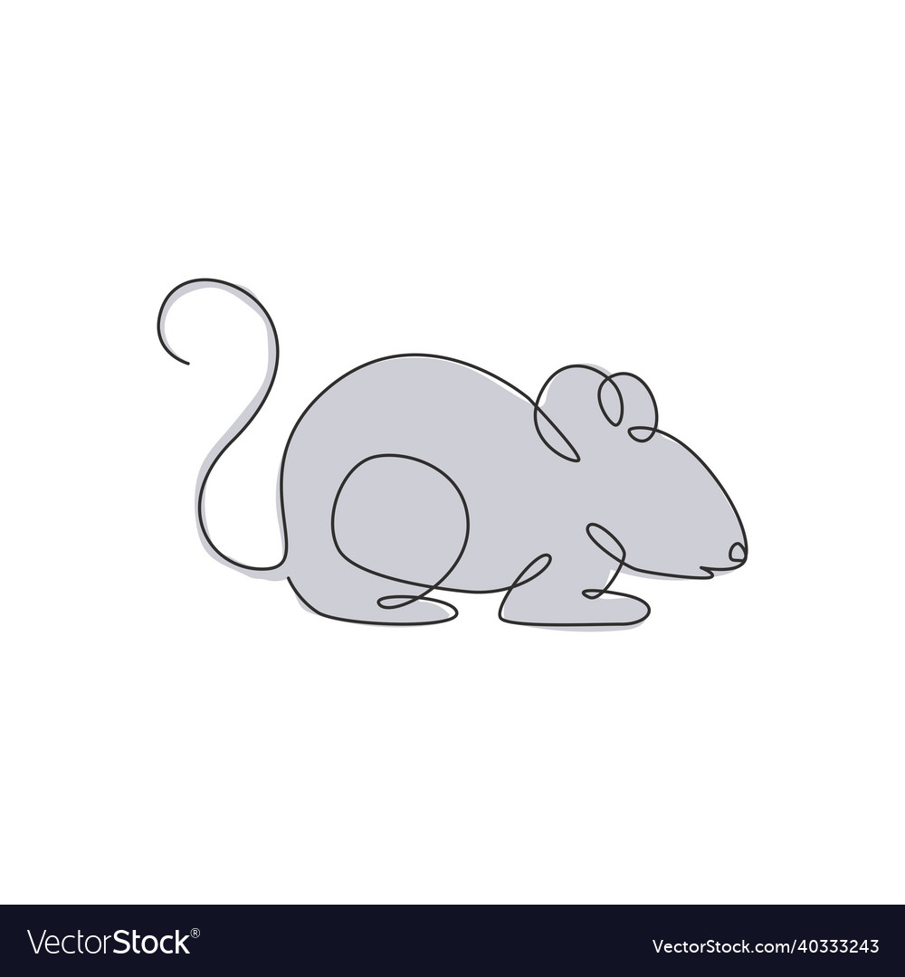 Single continuous line drawing of little cute Vector Image