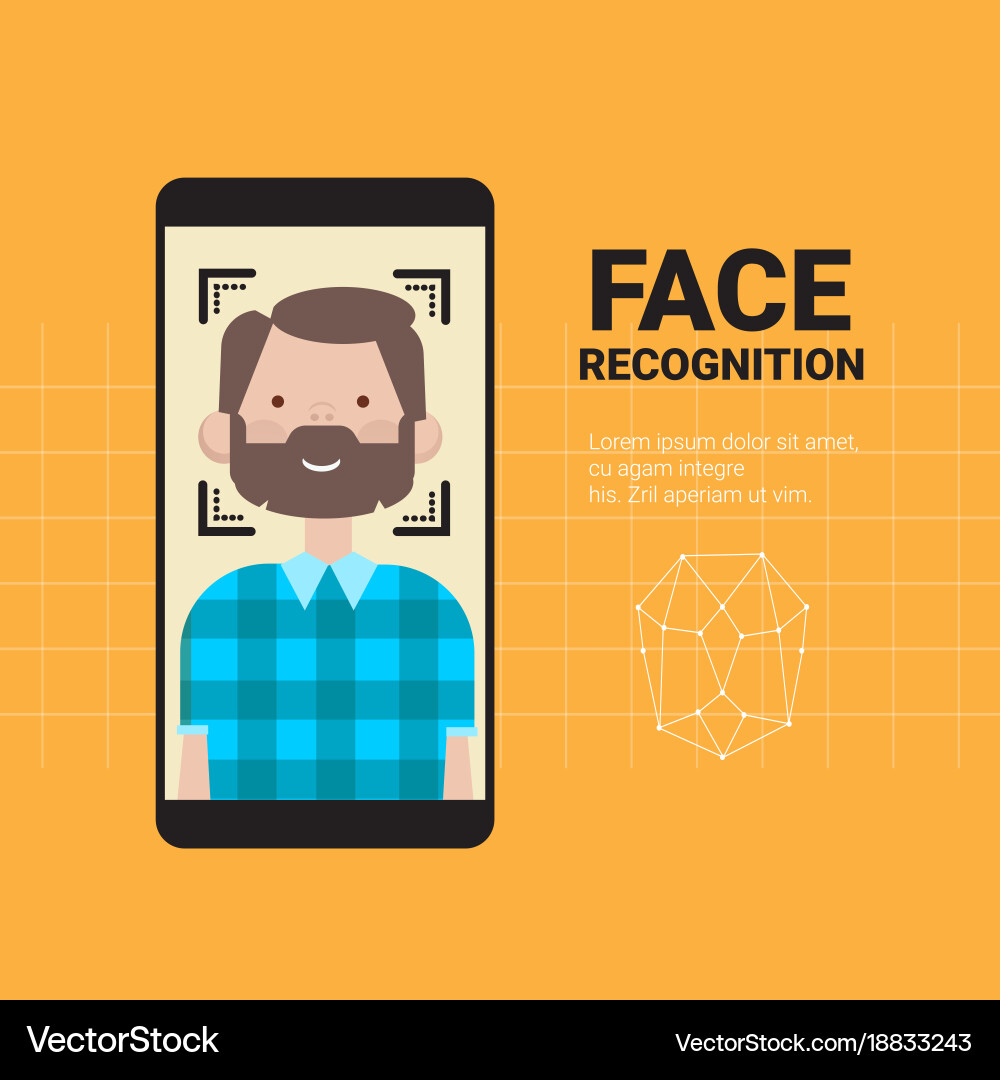 Smart phone scanning man face modern recognition Vector Image