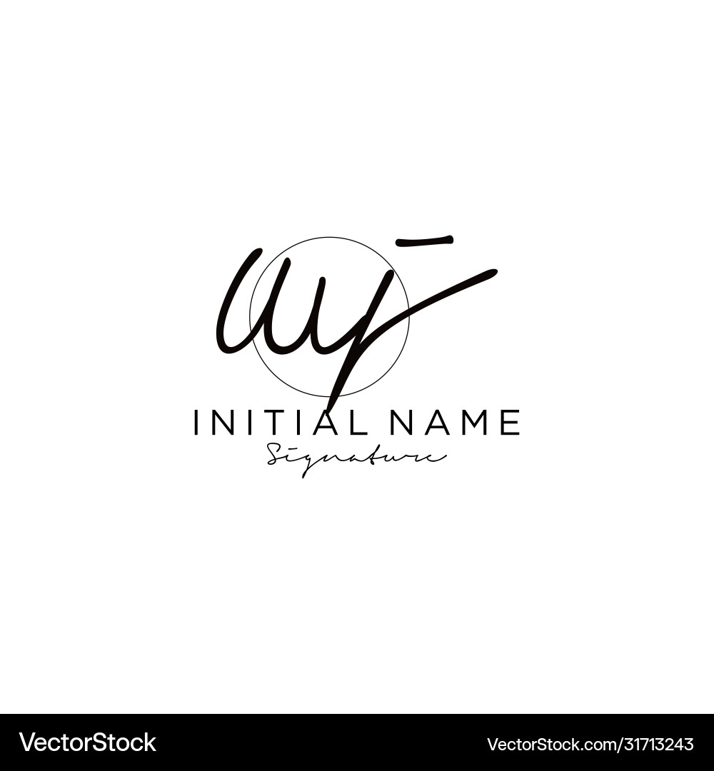 Wj initial handwriting logo design Royalty Free Vector Image