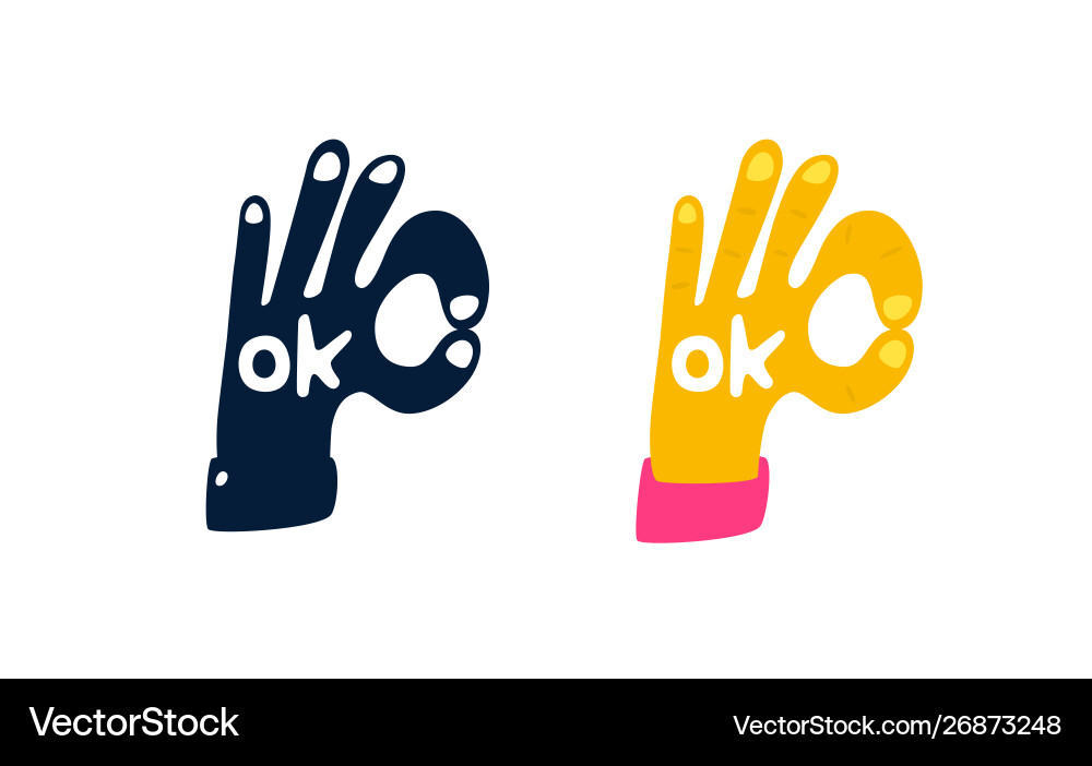 A hand in form an ok symbol logo Royalty Free Vector Image