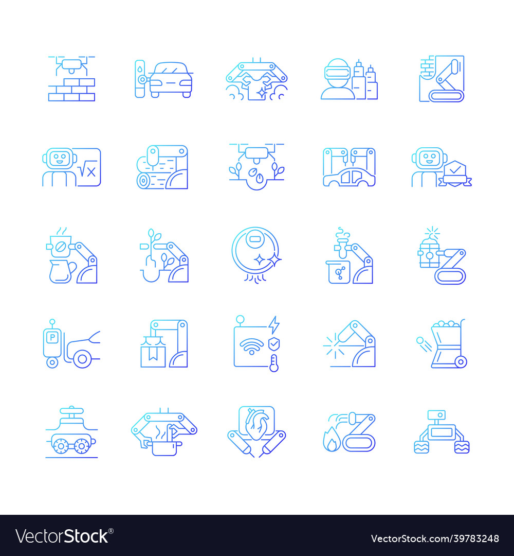 Automation gradient linear icons set Royalty Free Vector Automation gradient linear icons set Royalty Free Vector