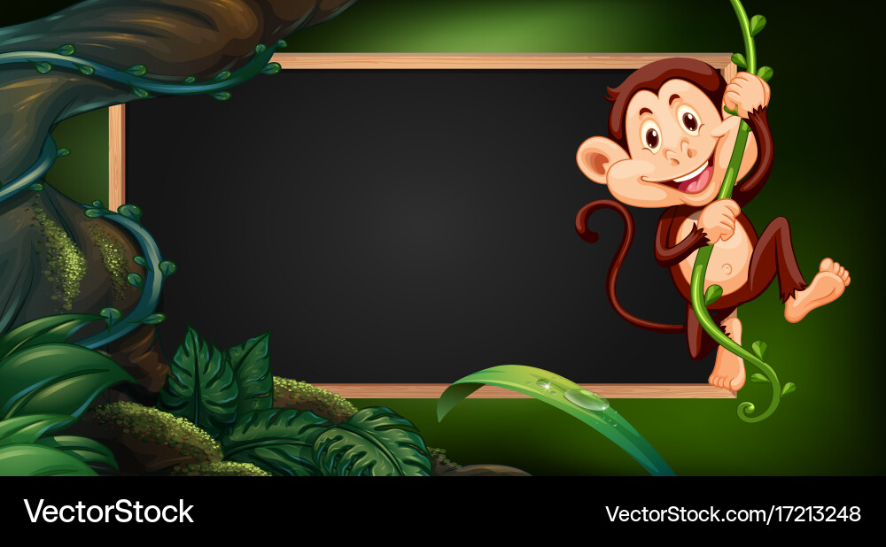 Border template wtih monkey on vine Royalty Free Vector