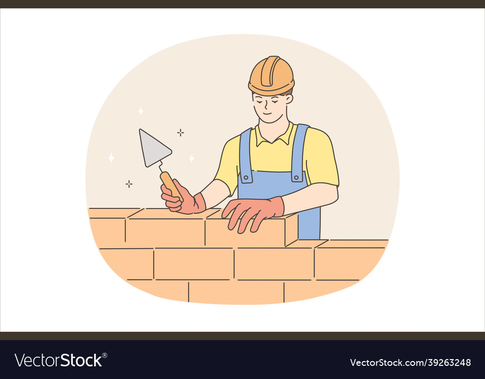 Builder man during work concept Royalty Free Vector Image
