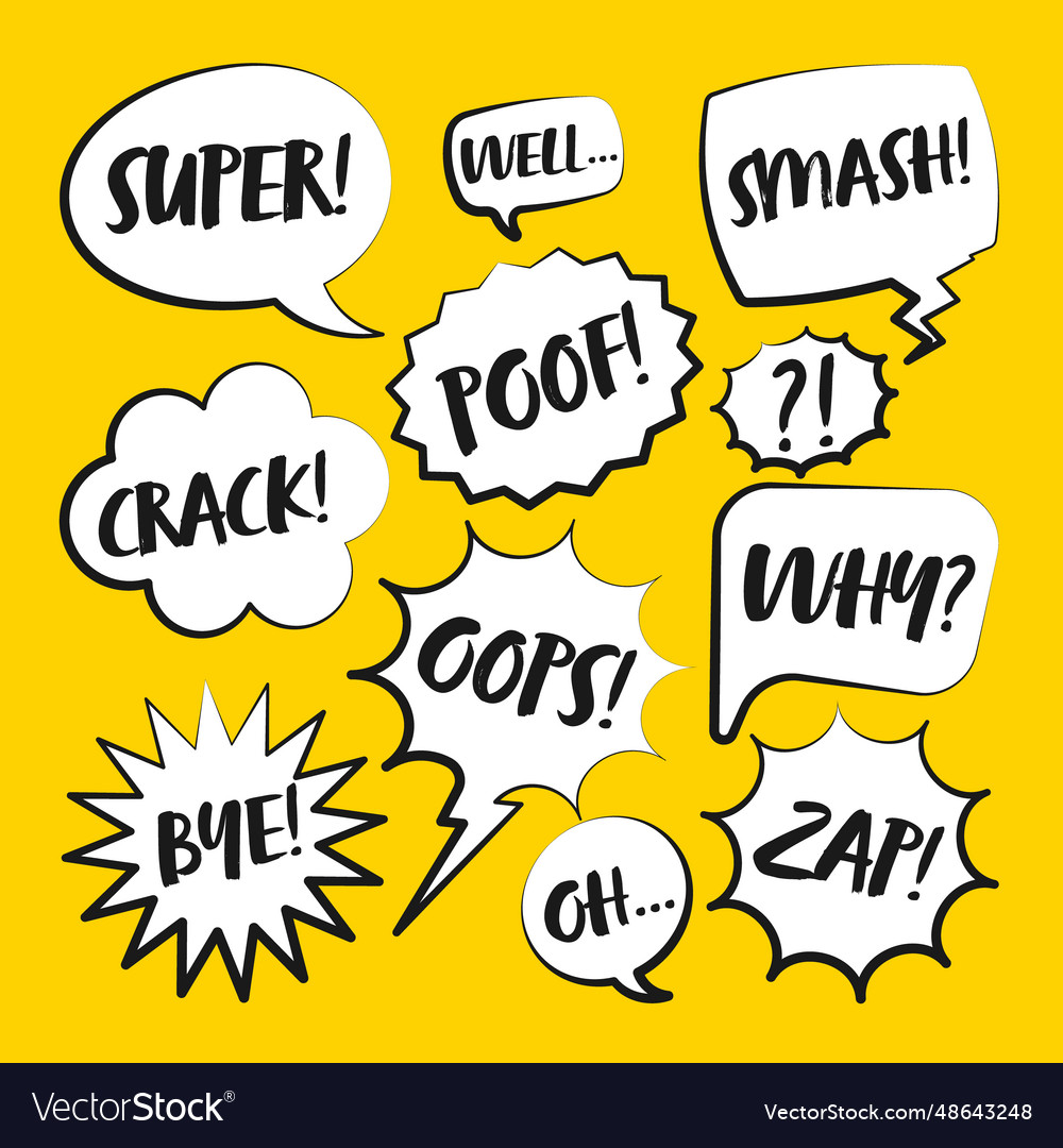 Comic speech bubbles with handwritten text Vector Image
