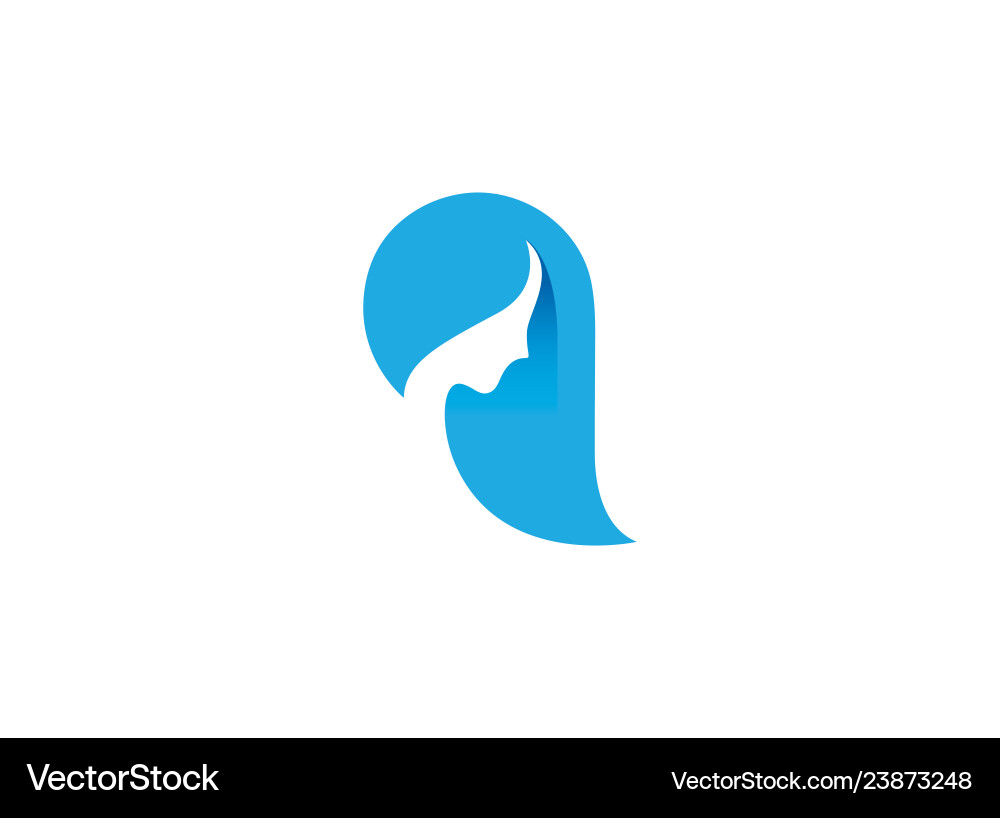 Creative blue hair female logo Royalty Free Vector Image
