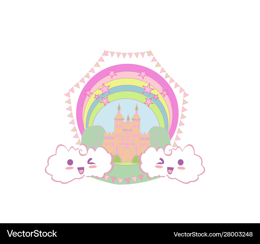 Girlish frame with fairytale castle Royalty Free Vector