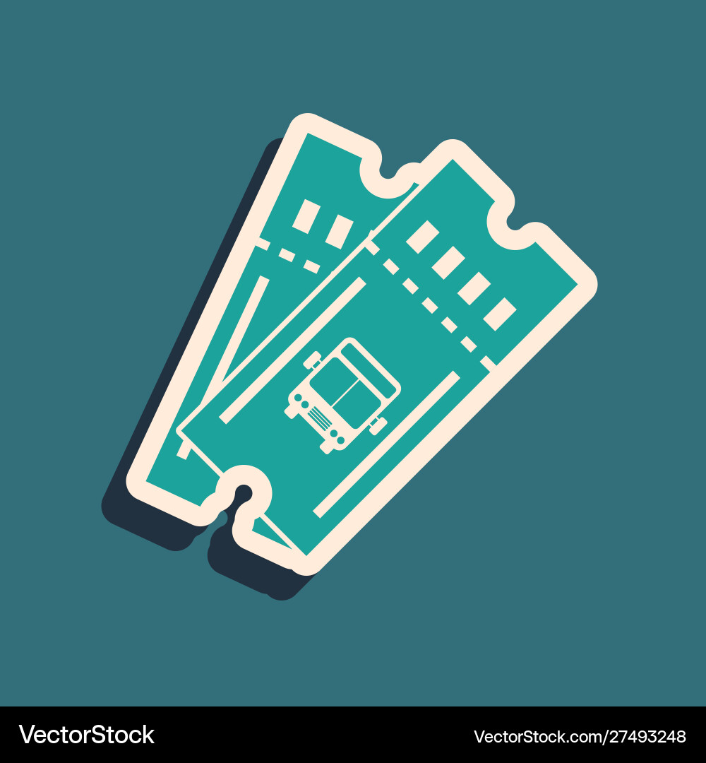 Green bus ticket icon isolated on blue background Vector Image