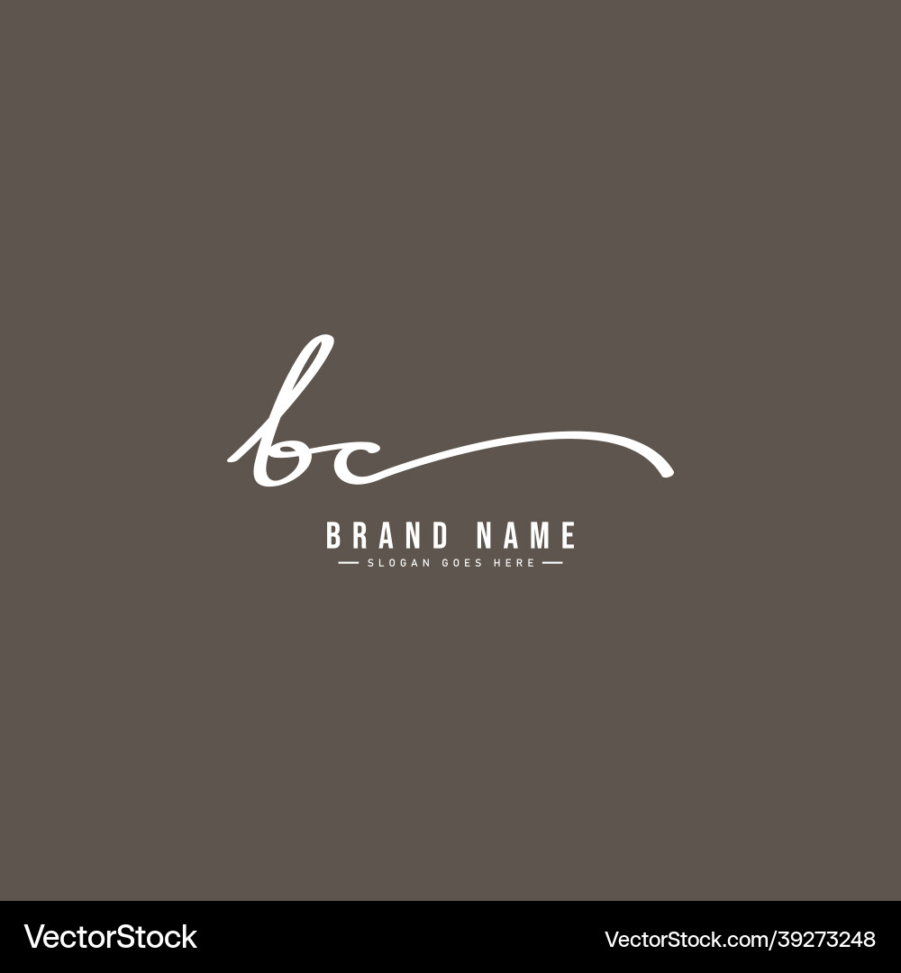 Initial letter bc logo - hand drawn signature Vector Image