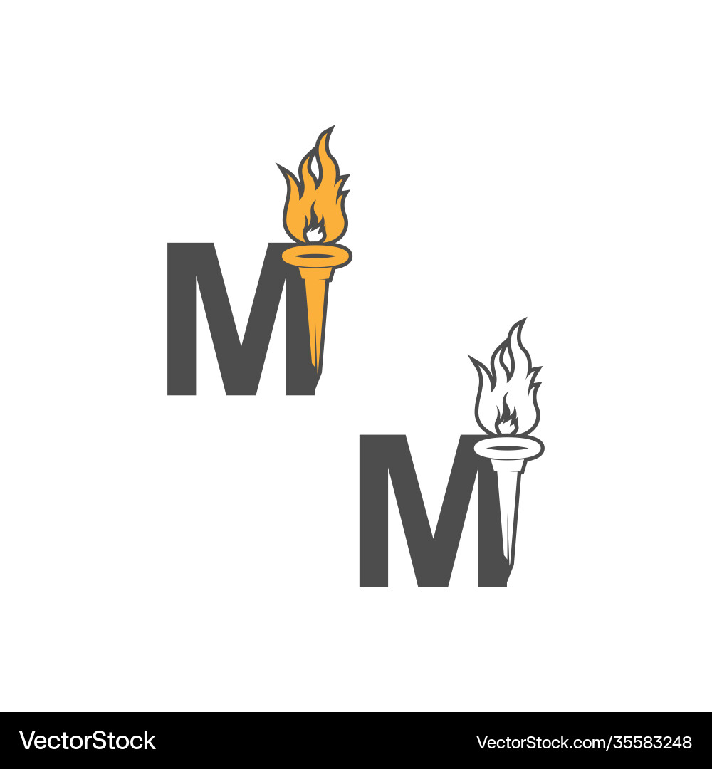 Letter m icon logo combined with torch design Vector Image