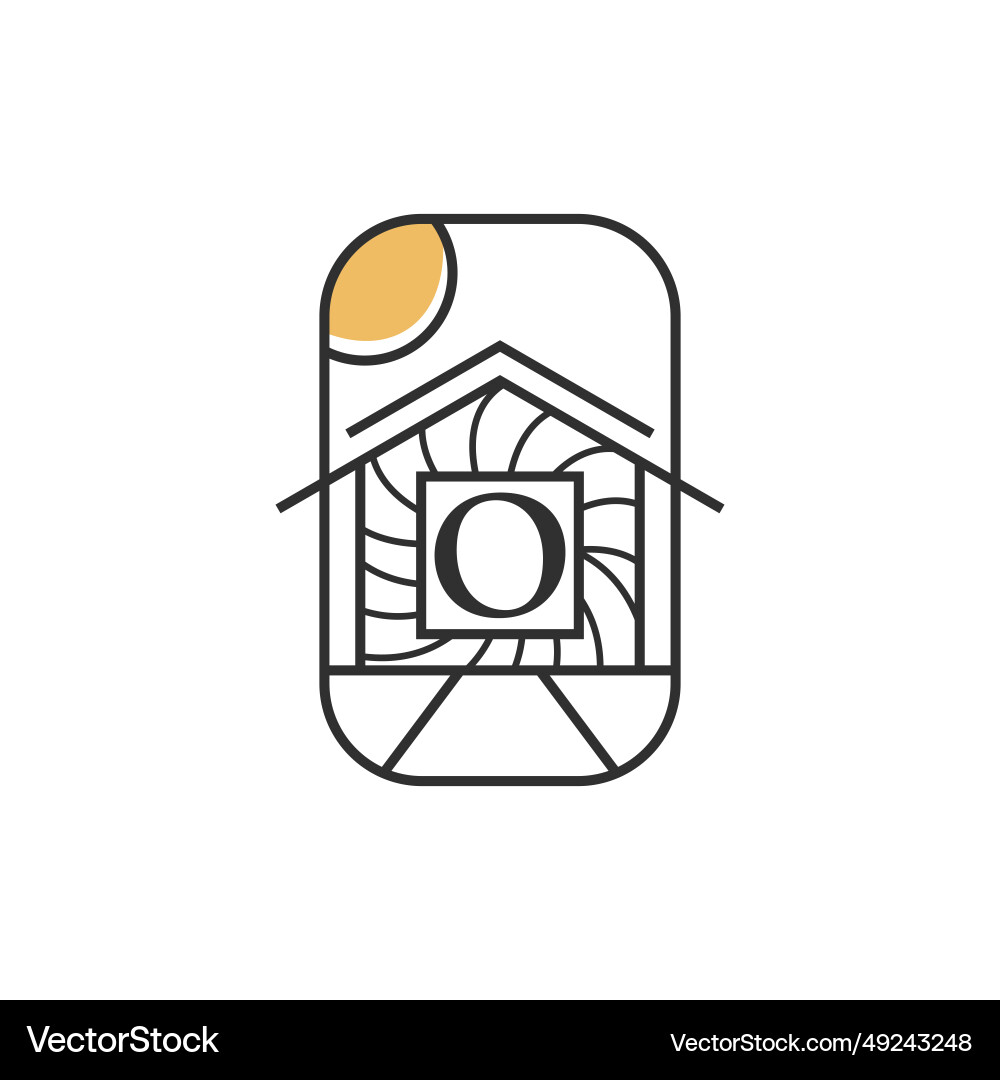 Letter o house minimal logo design Royalty Free Vector Image