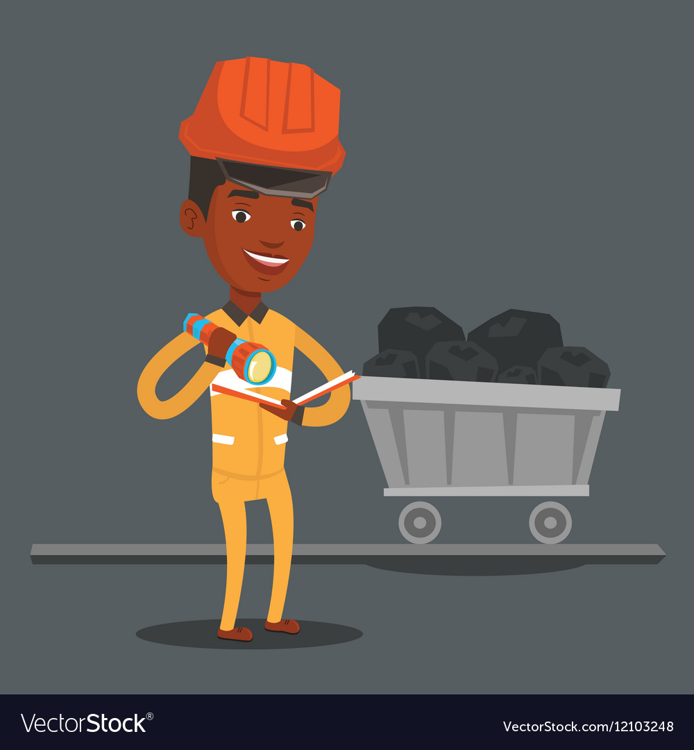 Miner checking documents Royalty Free Vector Image