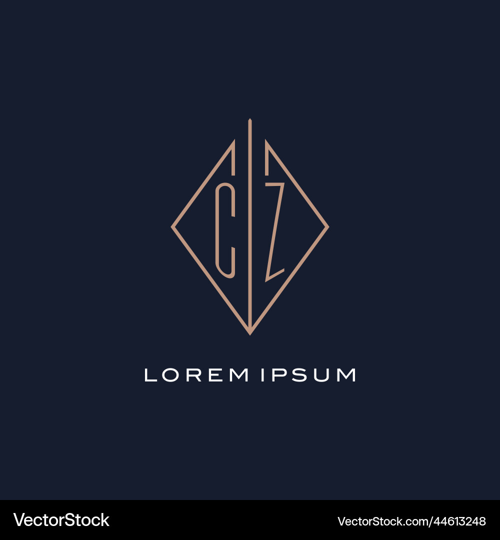 Monogram cz logo with diamond rhombus style Vector Image