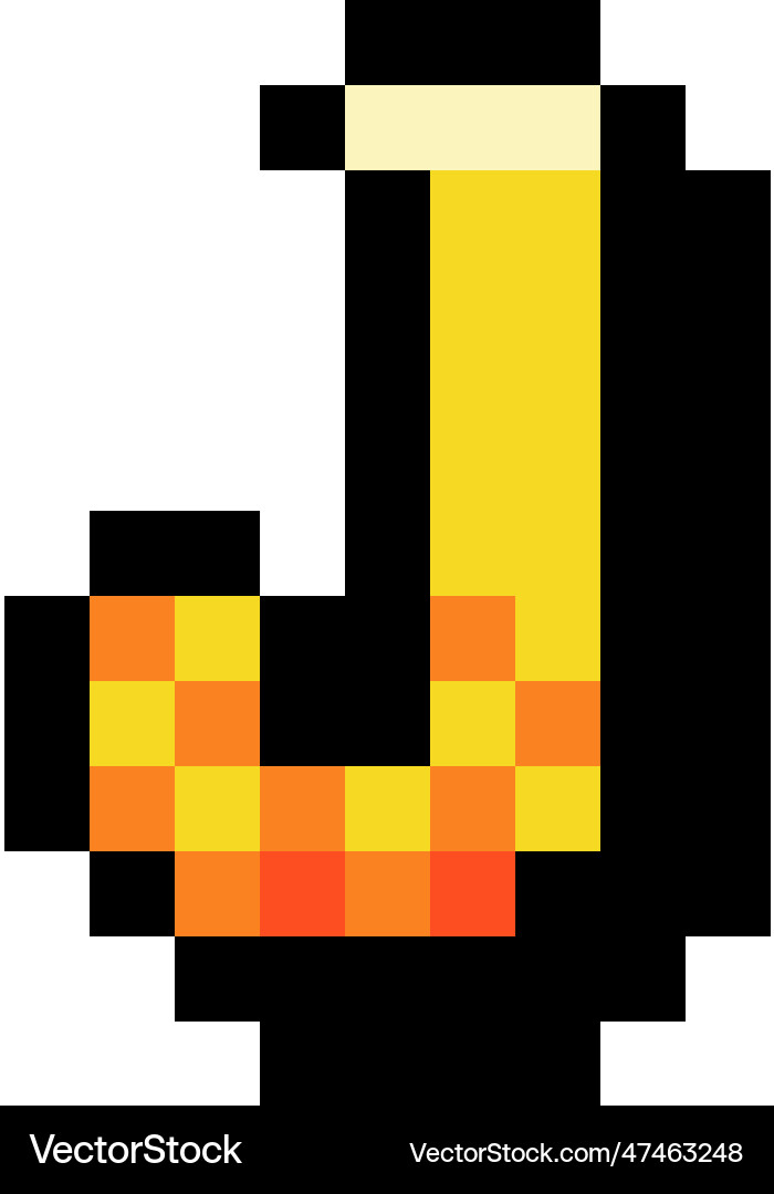 Pixel 8 bit uppercase letter j as font Royalty Free Vector