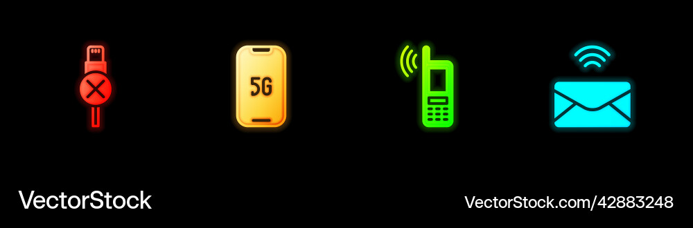 Set no usb cable cord mobile with 5g wi-fi Vector Image