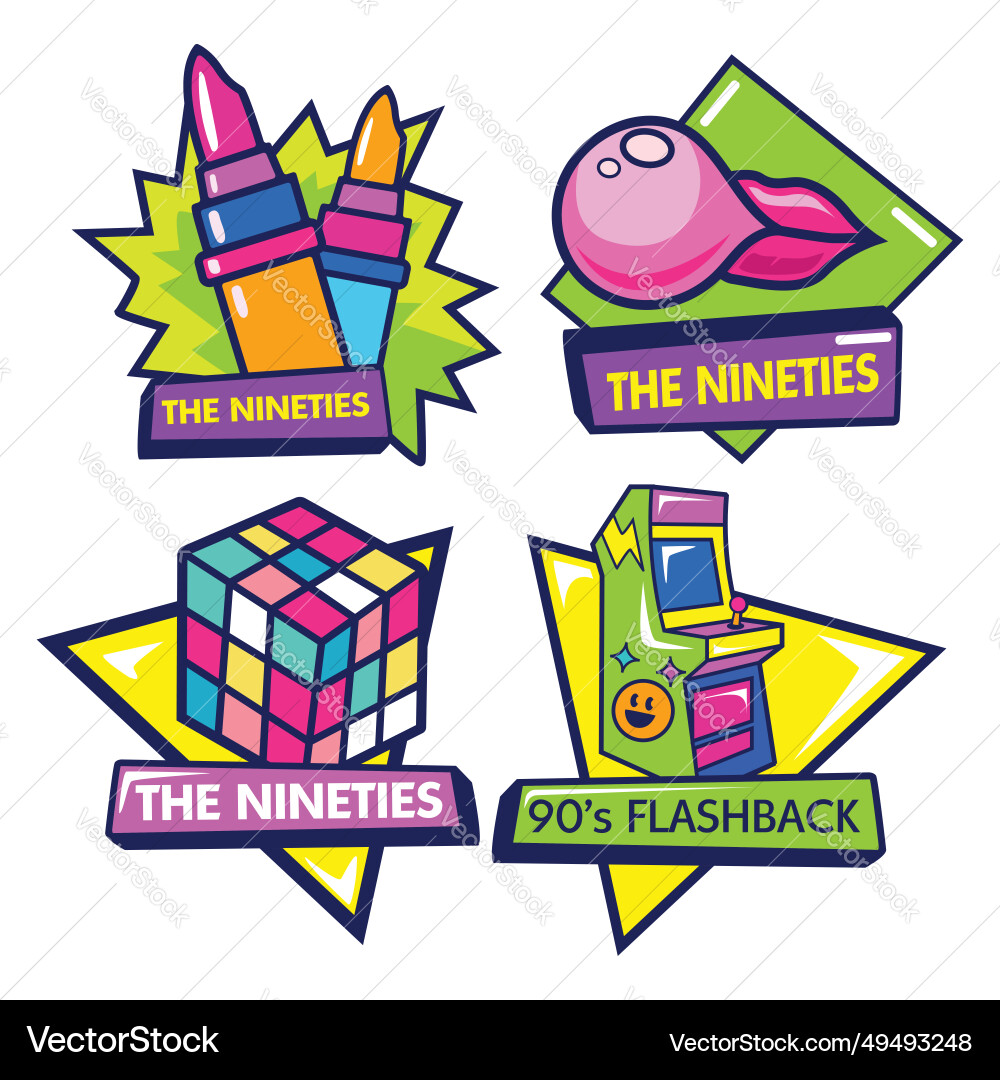 Set of 90s collection icon template Royalty Free Vector