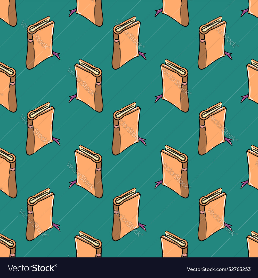 Books pattern seamless pattern on blue background Vector Image