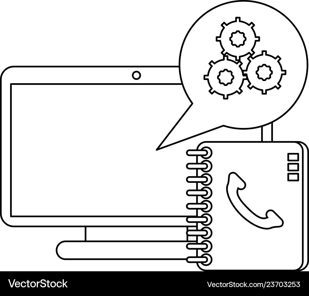 Call center and customer service black white Vector Image