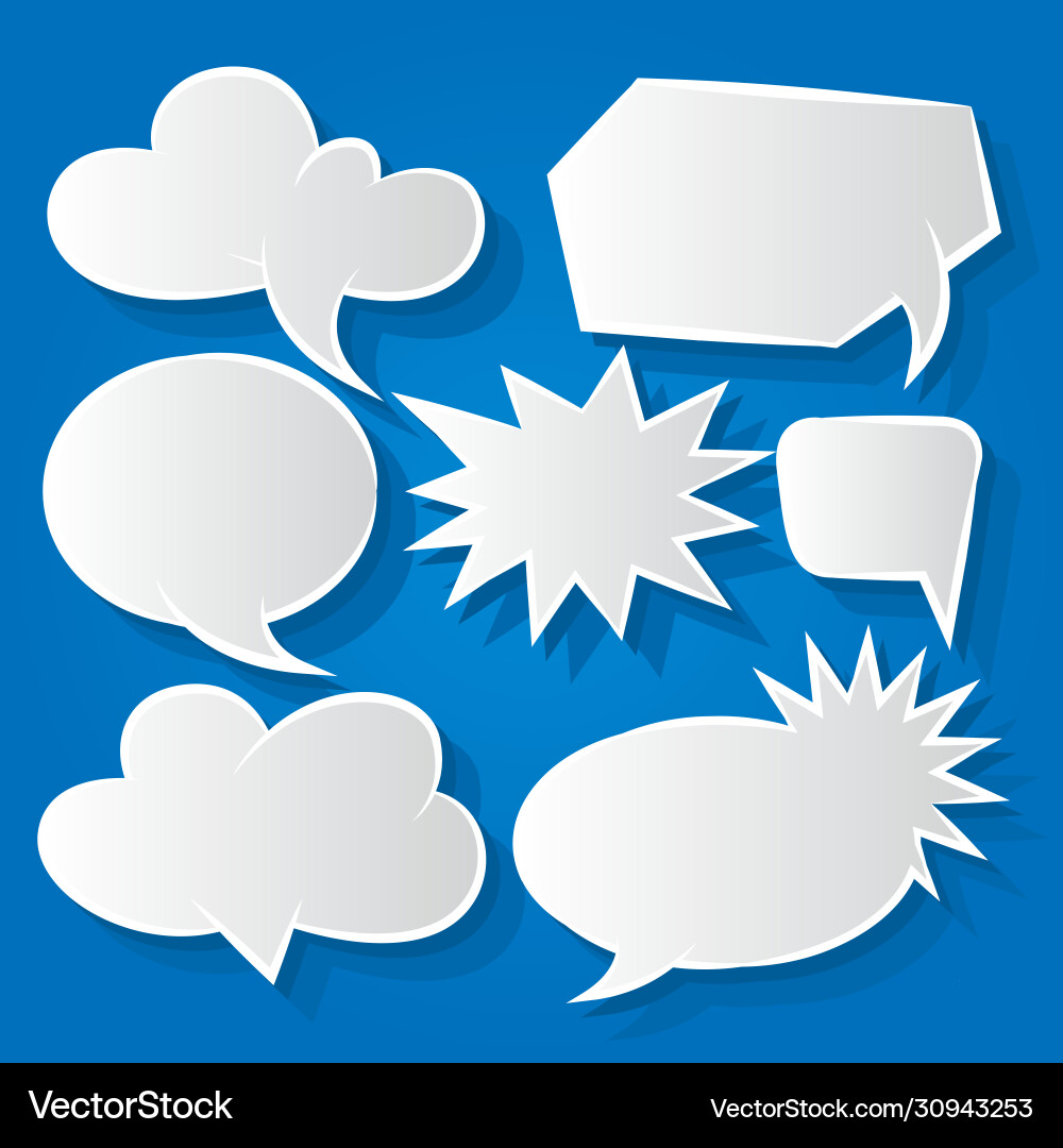 Comic speech bubbles icons collection color Vector Image
