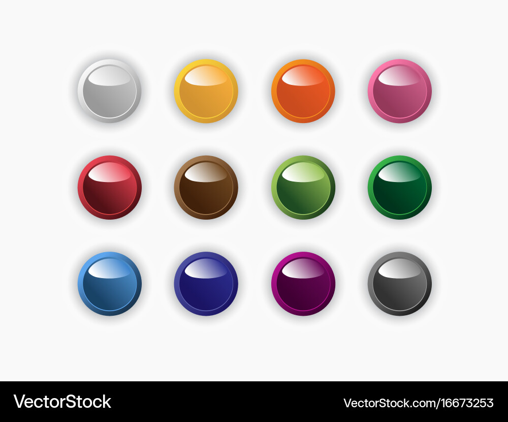 Group of round buttons different colors Royalty Free Vector