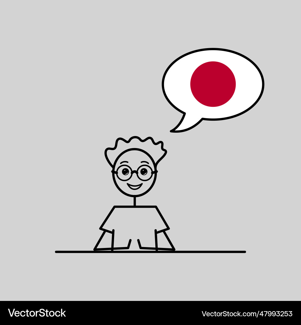 Japanese speaking cartoon boy with speech bubble Vector Image