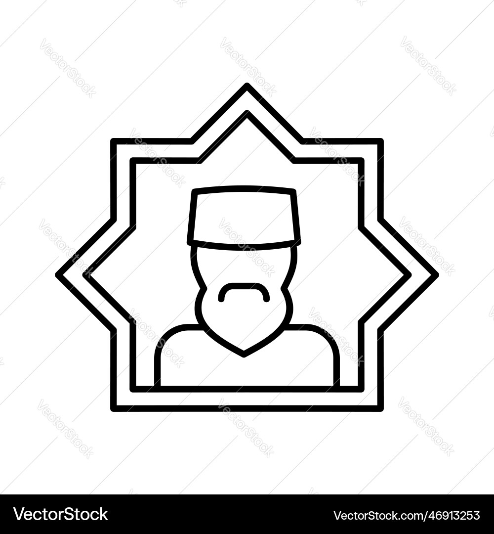 Muslim man avatar islamic outline icon button Vector Image