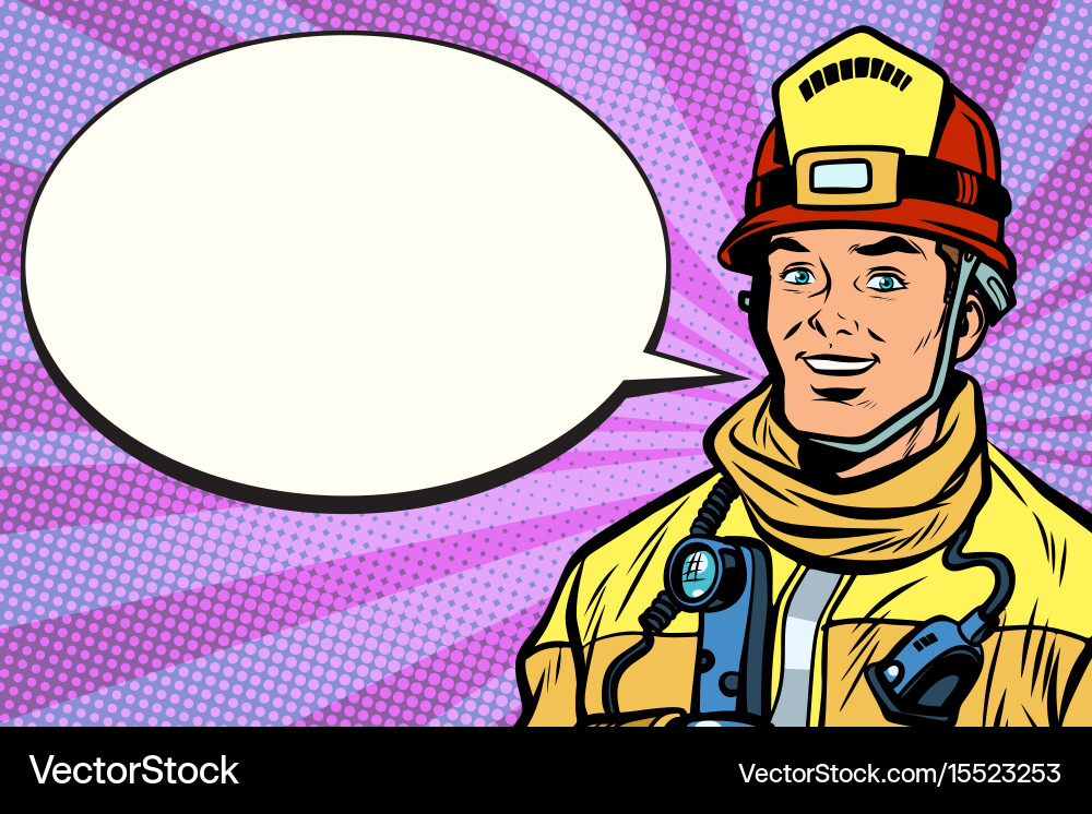 Portrait of a smiling fireman comic book bubble Vector Image