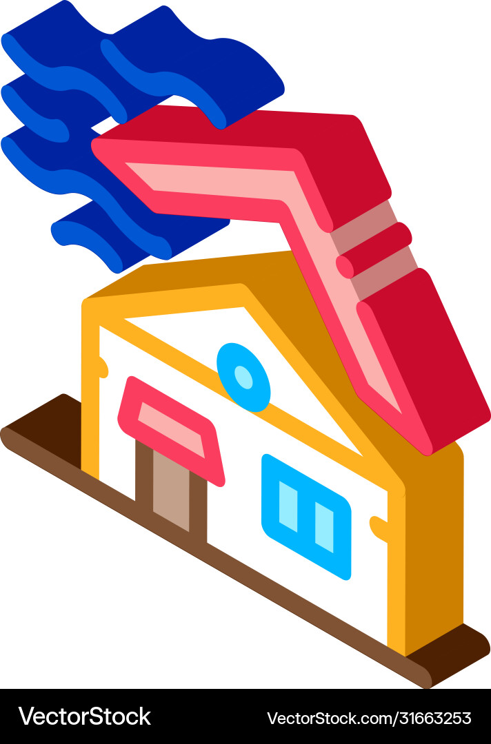 Roof tear down isometric icon Royalty Free Vector Image