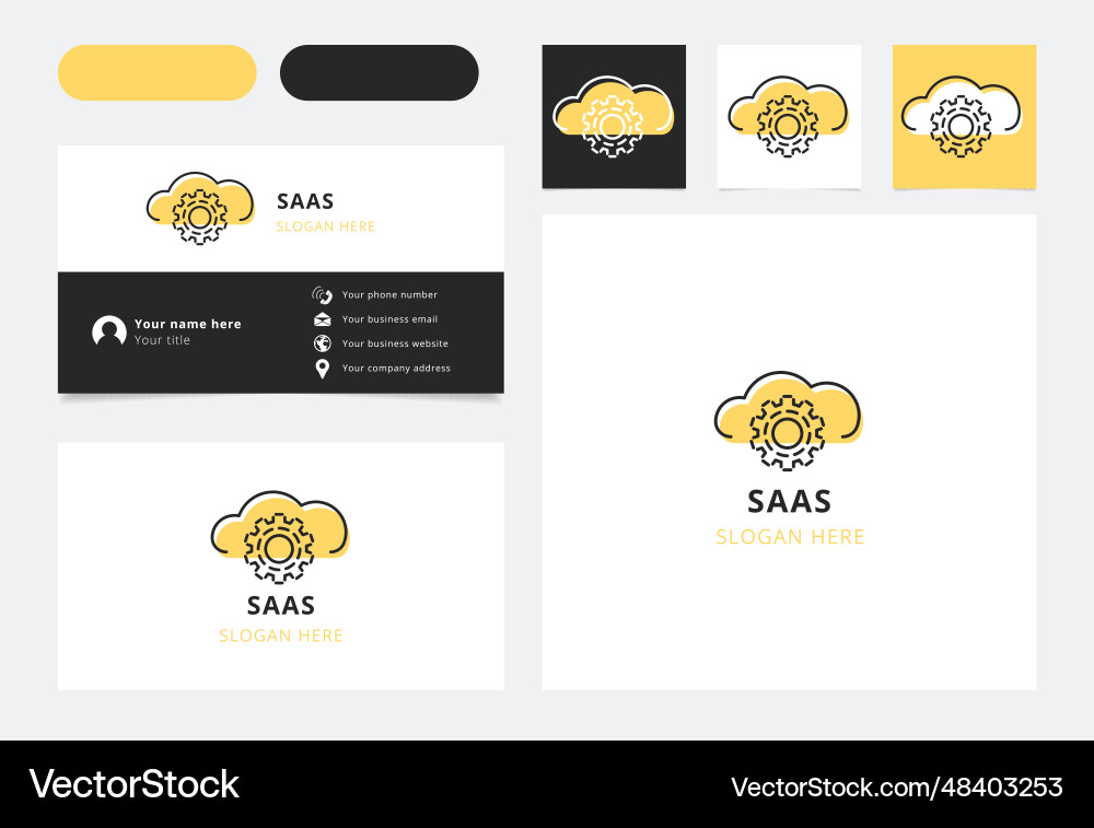 Saas logo design with editable slogan branding Vector Image