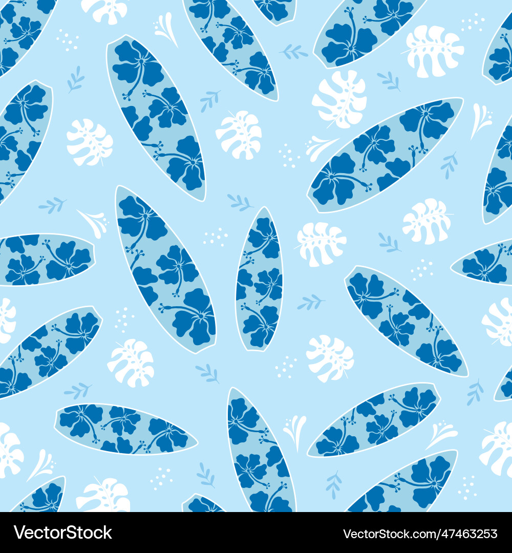 Seamless surfboards with tropical flowers Vector Image