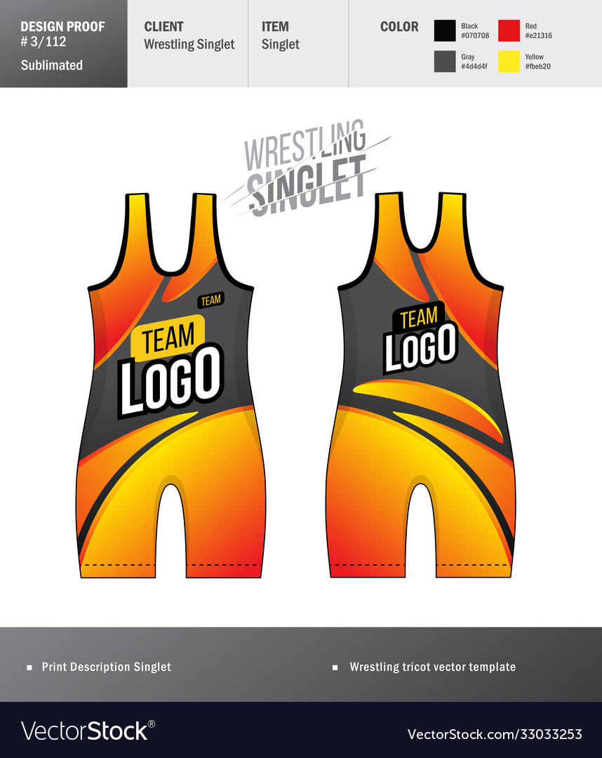 Singlet Template Wrestling Tricot Design Vector Image