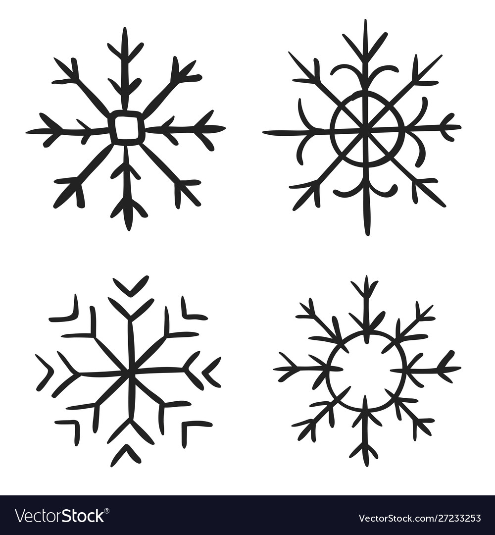 Snowflake doodle graphic hand-drawn collection of Vector Image