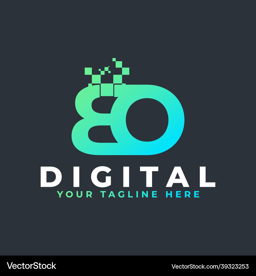 Tech letter bo logo blue and green geometric Vector Image