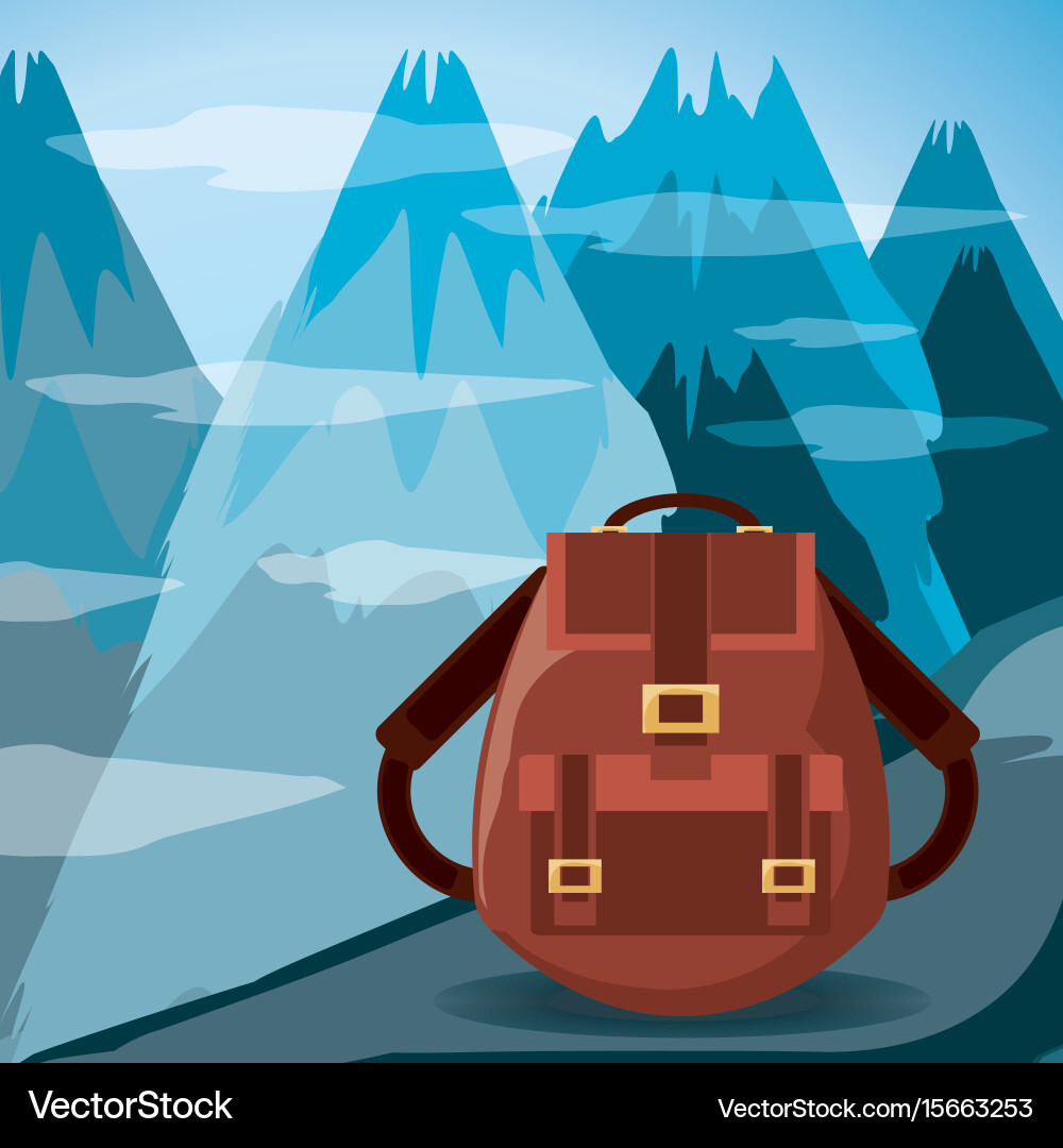 Wanderlust aventure with landscape and explorer Vector Image