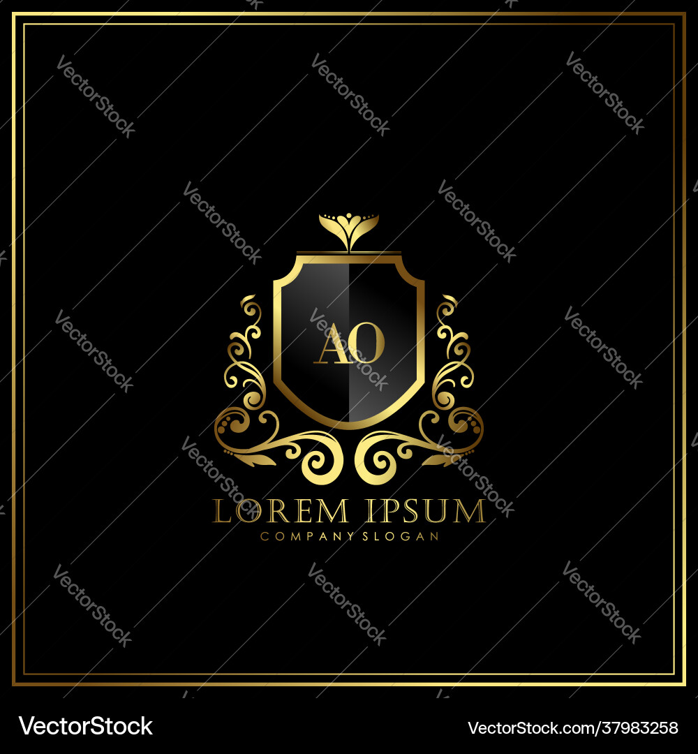 Ao initial letter luxury logo template in art Vector Image