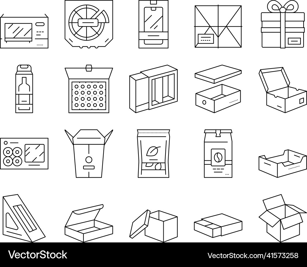 Box carton container collection icons set Vector Image