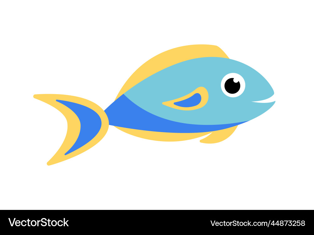 Bright sea fish character flat cartoon Royalty Free Vector
