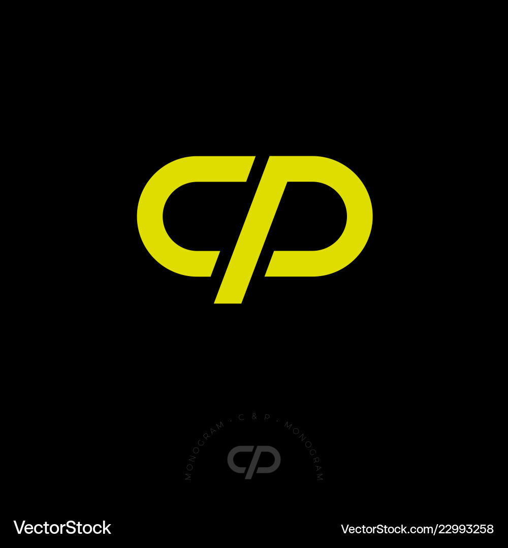 C p monogram lines business yellow Royalty Free Vector Image