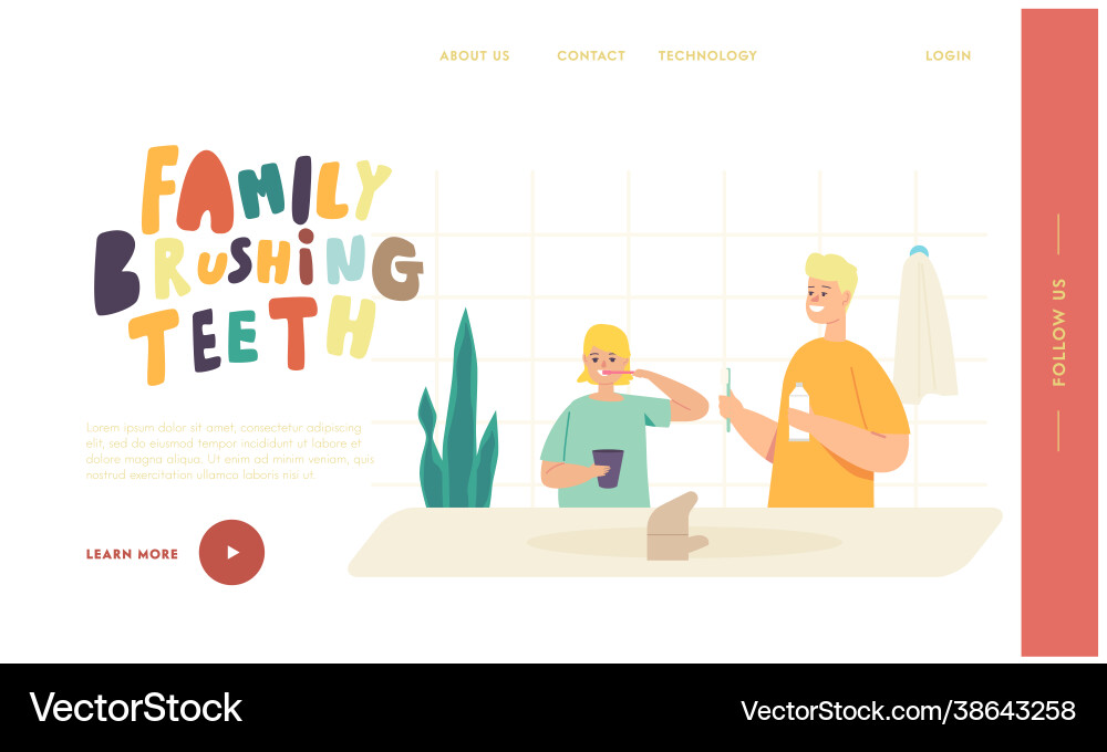 Children morning routine landing page template Vector Image