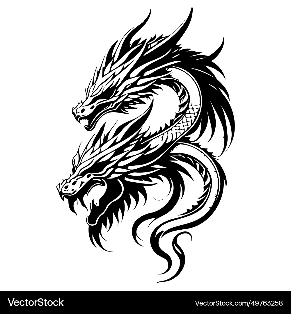 Chinese head dragon sketch hand draw Royalty Free Vector