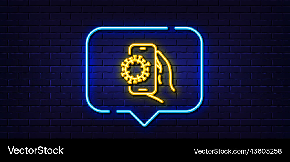 Covid phone app line icon coronavirus application Vector Image