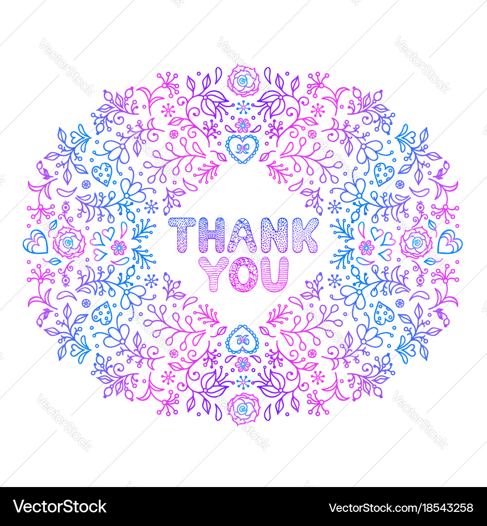 Floral thank you card Royalty Free Vector Image